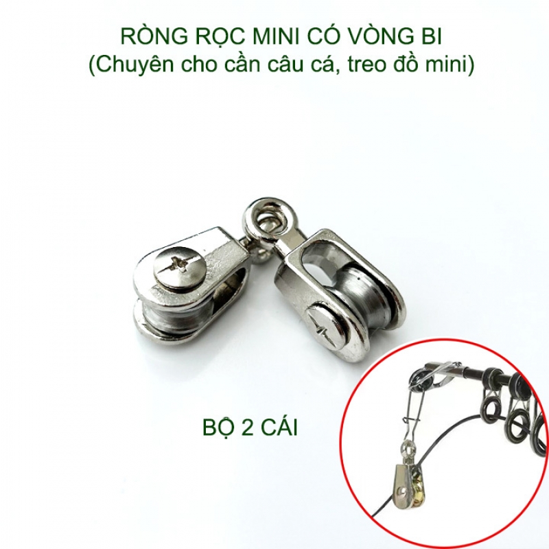 Ròng rọc mini cho cần câu cá, treo đồ đa, có vòng bi, bằng hợp kim và thép